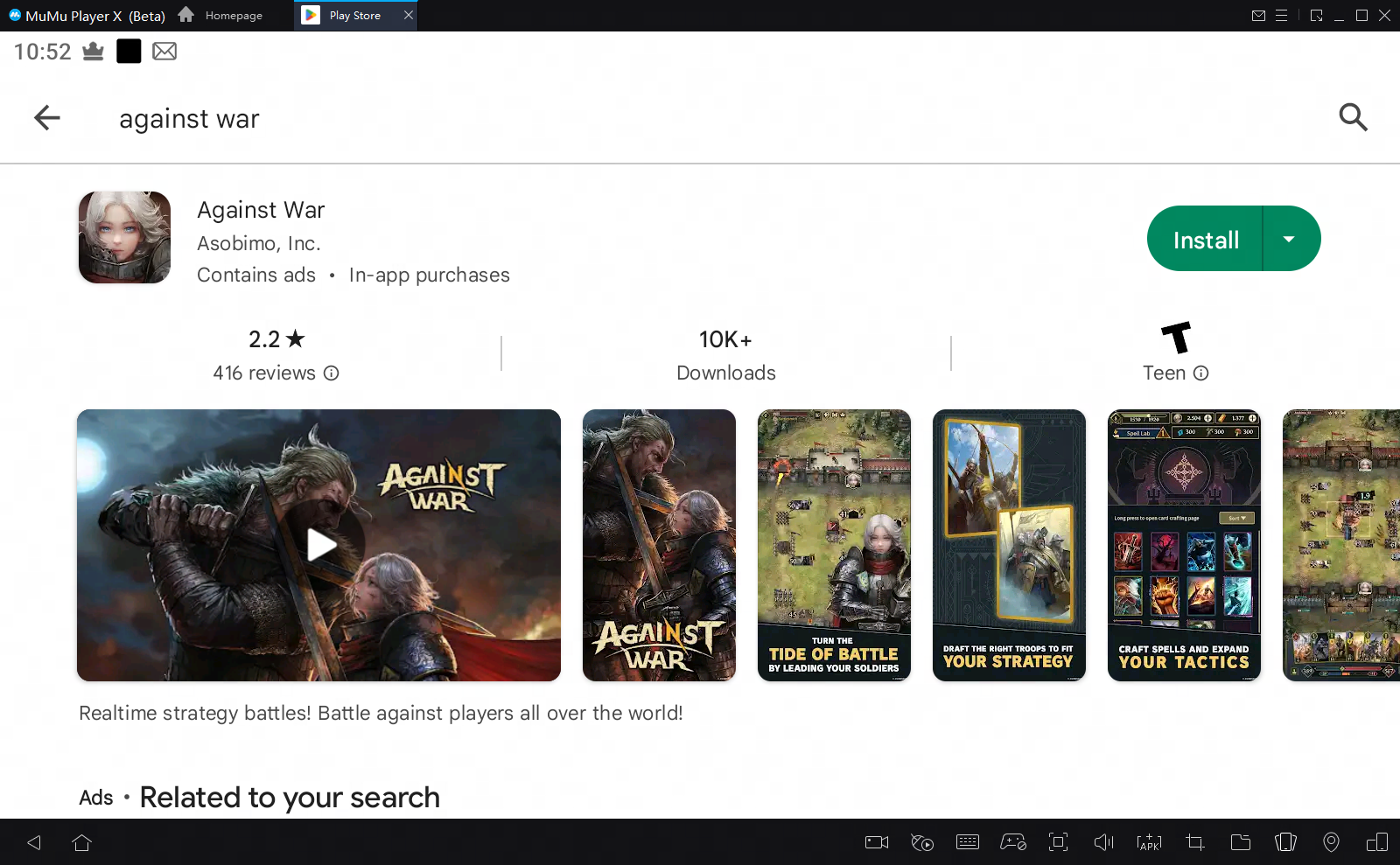 How to play Against War on PC with MuMu Player