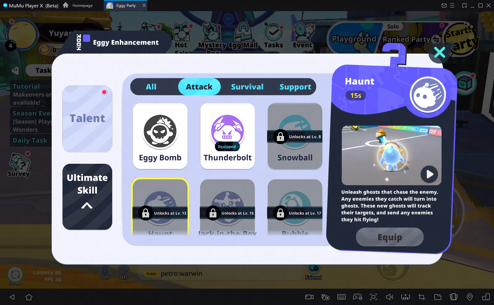 Skills Guide for Eggy Party