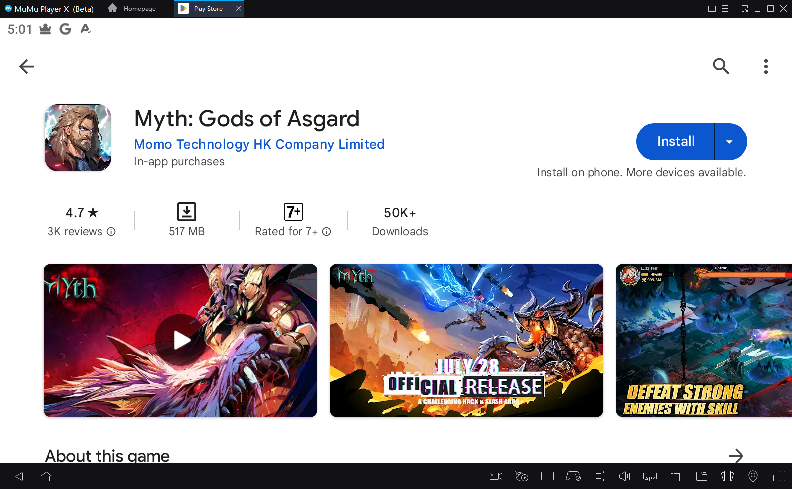How to play Myth: Gods of Asgard on PC with MuMu Player